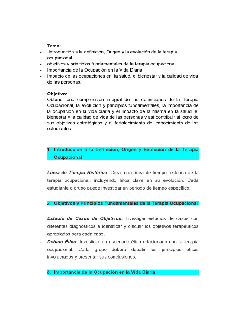 Introducción a la Terapia Ocupacional | PDF | Terapia ocupacional ...
