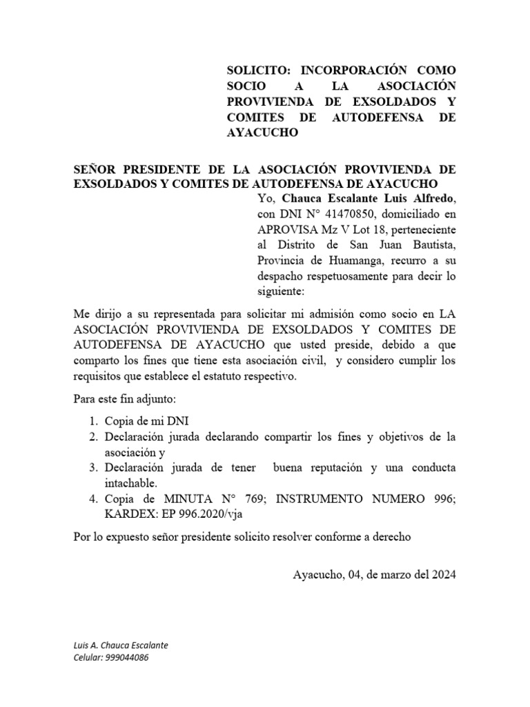 Solicitud Socio | PDF