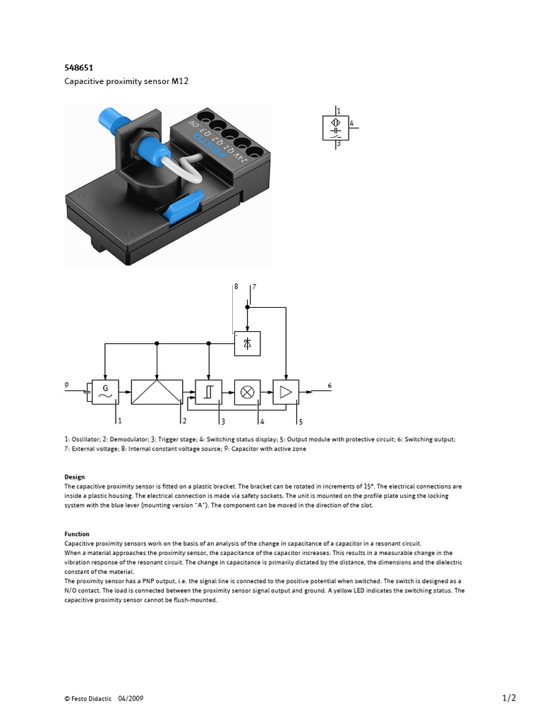 en v2.0 Capacitive Proximity Sensor M12 | PDF | Capacitor | Sensor