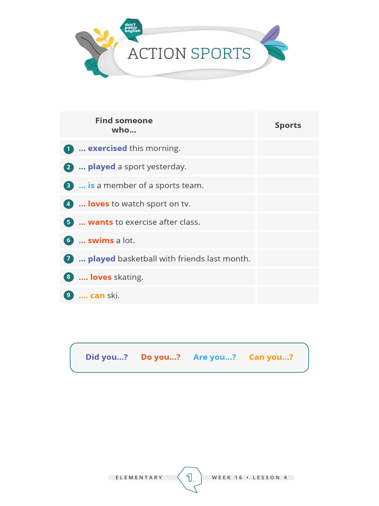 Elementary Sports Activities | PDF | Winter Olympic Games | Sports