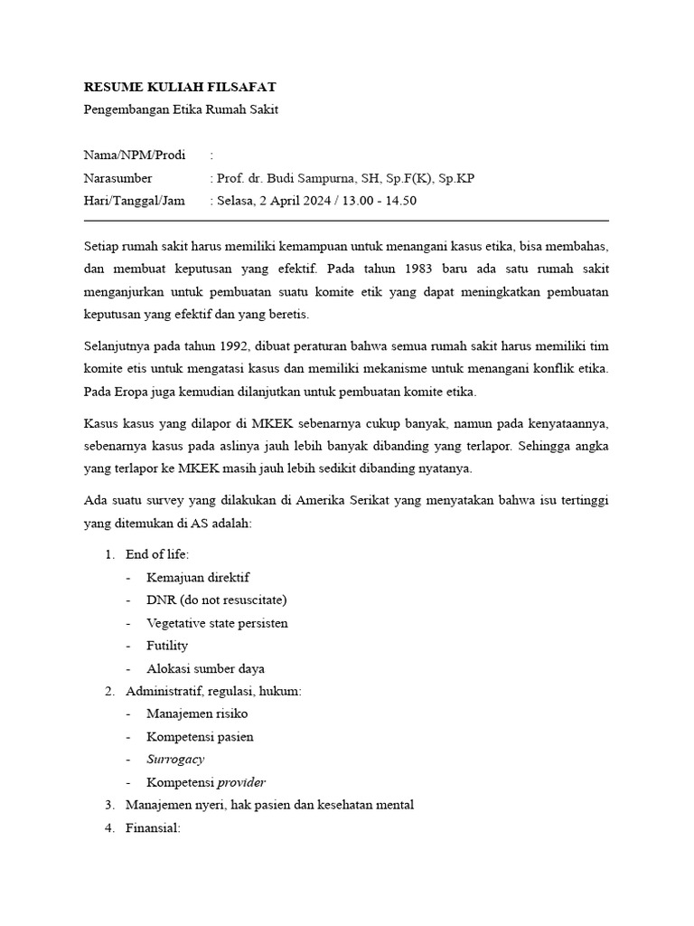 Resume Kuliah FIP-7 Prof. Dr. Budi Sampurna, SH, SP.F (K), SP - KP - 1 April 2024 - (Neurologi ...
