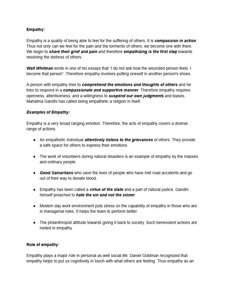 The Power and Role of Empathy | PDF | Empathy | Compassion