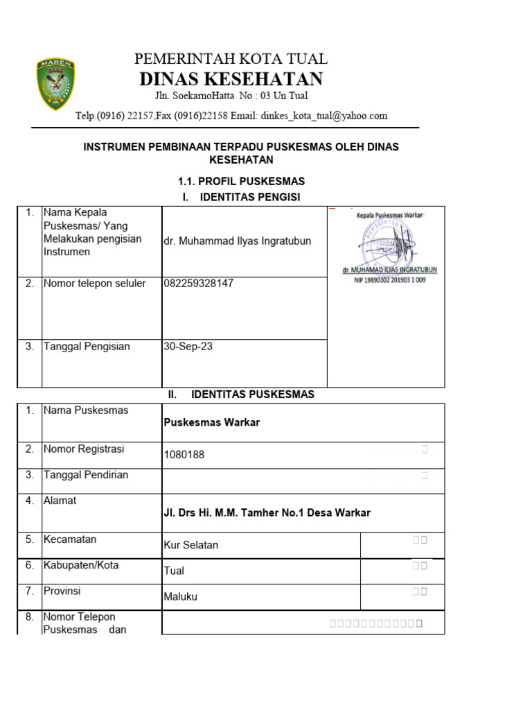 Profil Puskesmas Warkar Tual | PDF