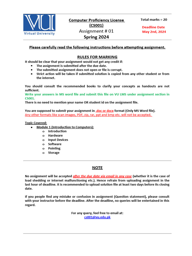 Spring 2024 - CS001 - 1 Solved | PDF | Computer Hardware | Computer Data Storage