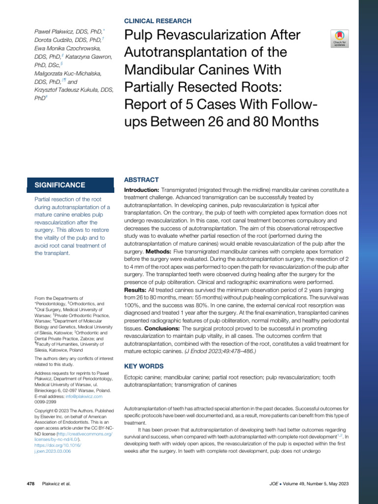 Pulp Revascularization After | Download Free PDF | Orthodontics ...