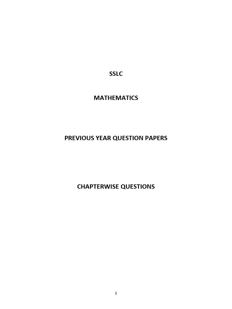 SSLC Mathematics Previous Year Papers | PDF | Circle | System Of Linear ...