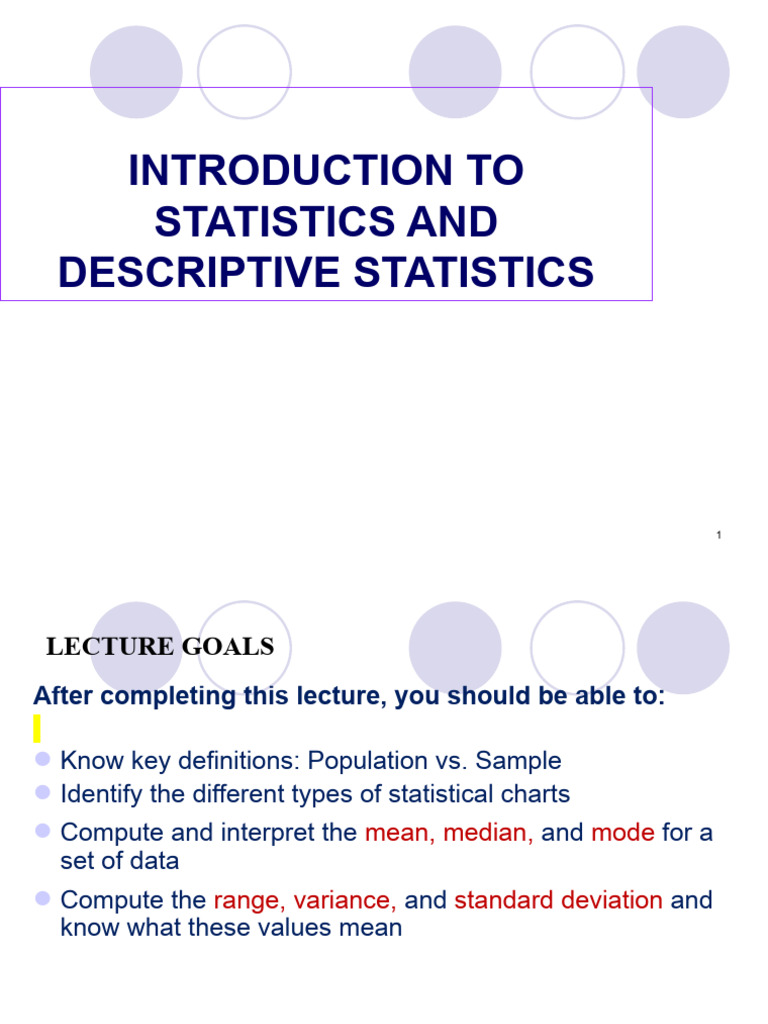 Introduction To Statistics | PDF | Coefficient Of Variation | Mean