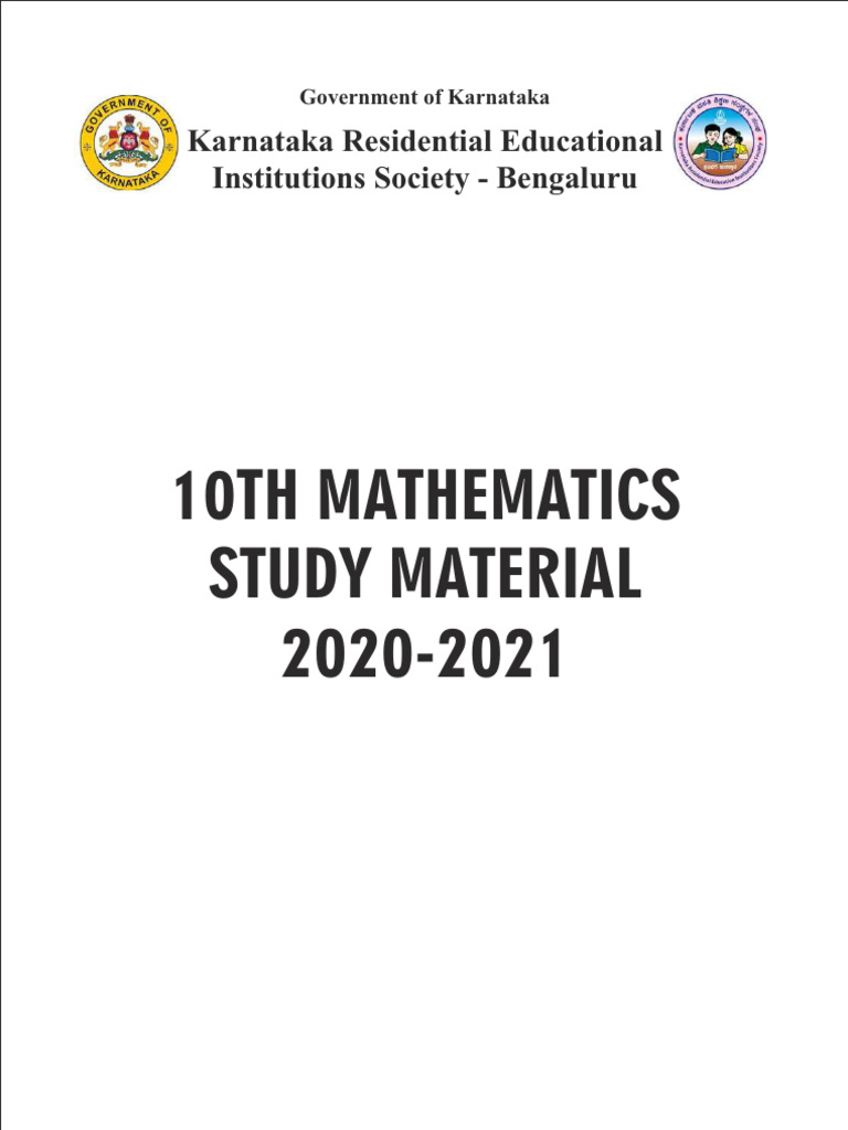 10th EM - Maths - Study Material | PDF | Mathematics | Equations