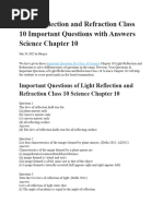 Class 10 Light Reflection & Refraction Q&A | PDF | Mirror | Reflection ...