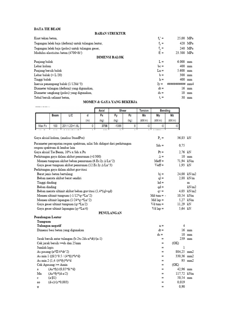 Design Tie Beam | PDF