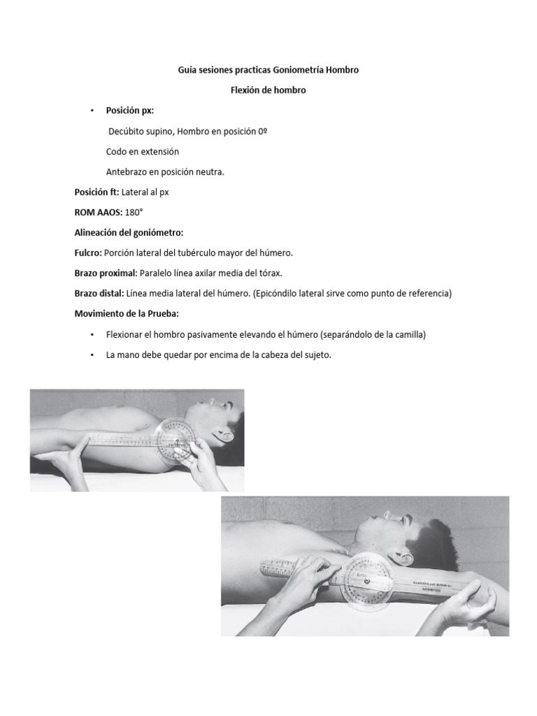 Guía Sesiones Practicas Goniometría Hombro | PDF | Hombro | Codo