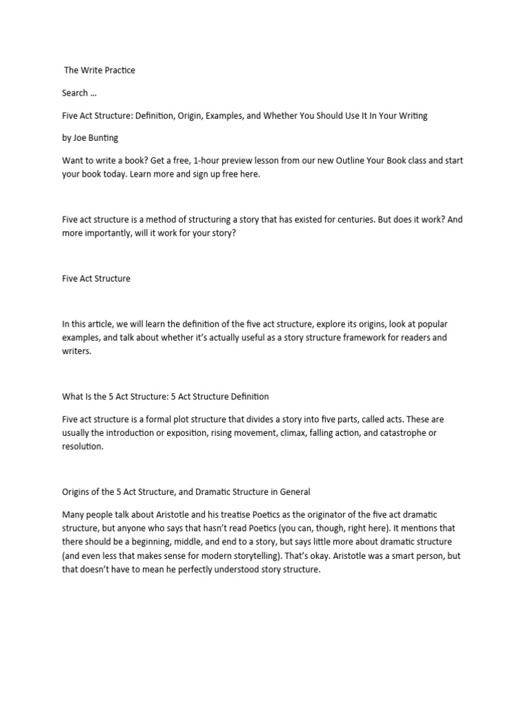 Freytag 5 Act Screenplay Outline | PDF | Plot (Narrative) | Characters ...