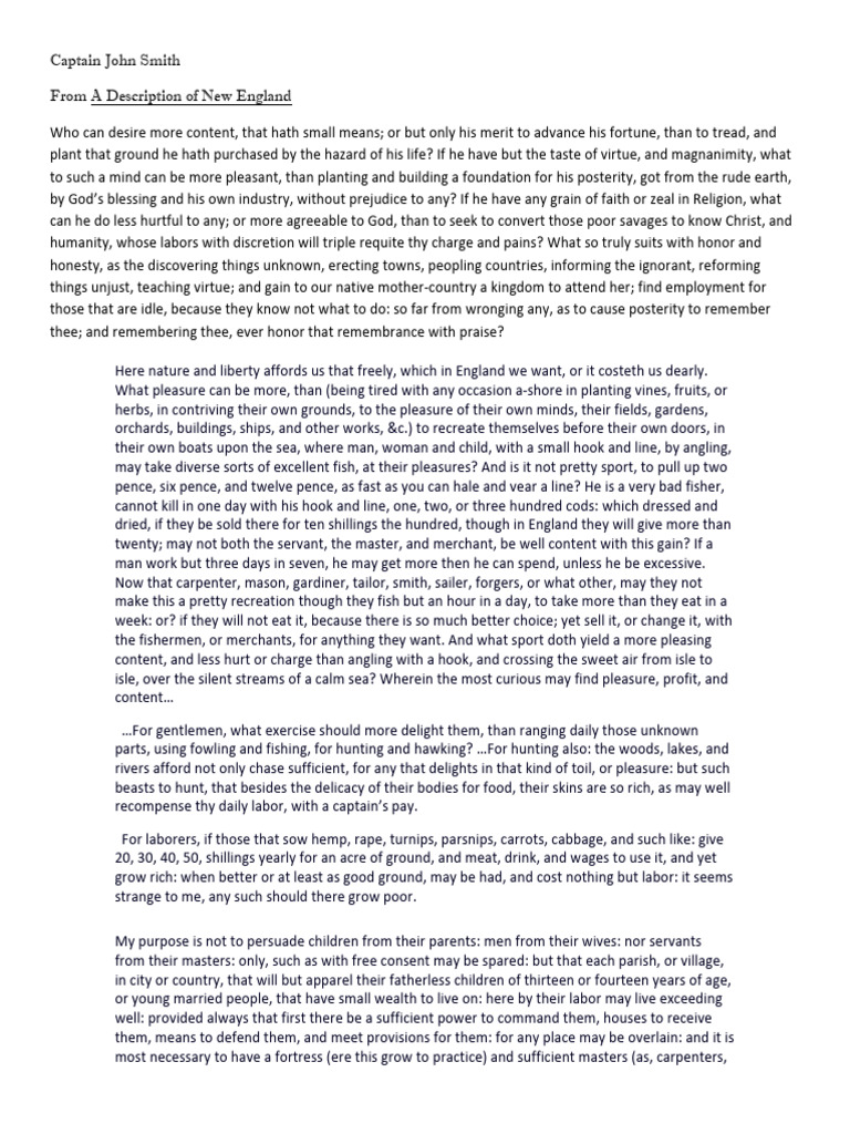 John Smith Description of New England | PDF