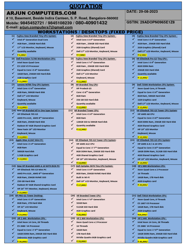 Quotation 22 | PDF | Laptop | Workstation