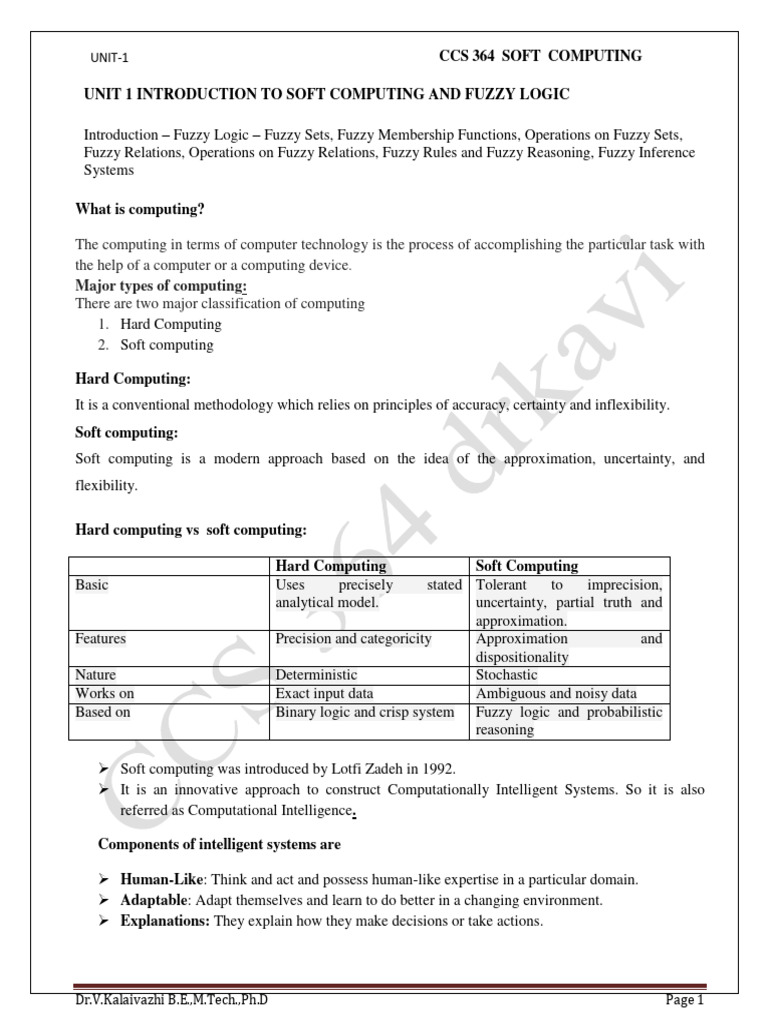 Unit 1 Fuzzy Logic | PDF | Fuzzy Logic | Artificial Intelligence