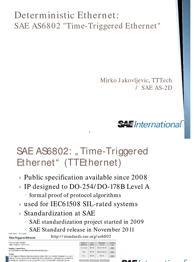 Deterministic Ethernet Sae As6802 Ttethernet Pdf Ethernet