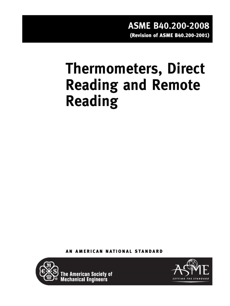 Thermometers, Direct Reading and Remote Reading: ASME B40.200-2008 | PDF