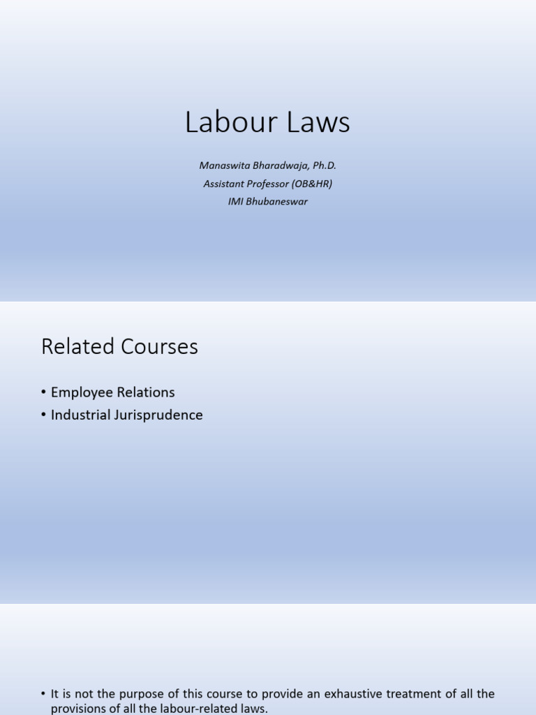 Labour Legislations | PDF | Labour Law | Employment