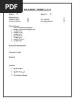 Quality Hold Tag Template | PDF