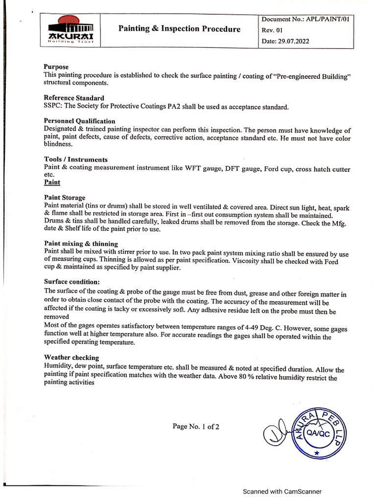 Painting Procedure | PDF