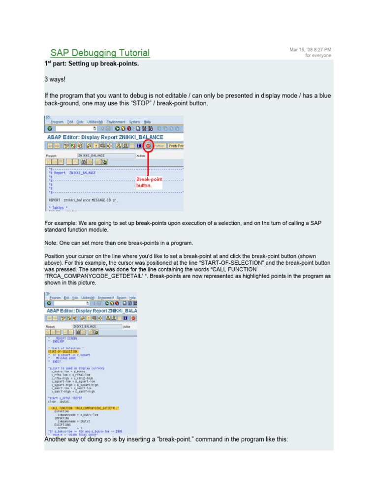 Debugging SAP | PDF | Computer Science | Software Development
