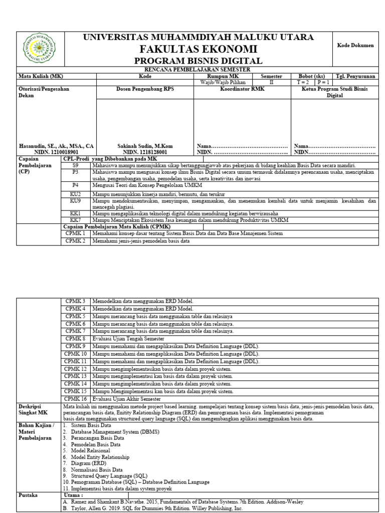 RPS Sistem Basis Data | PDF