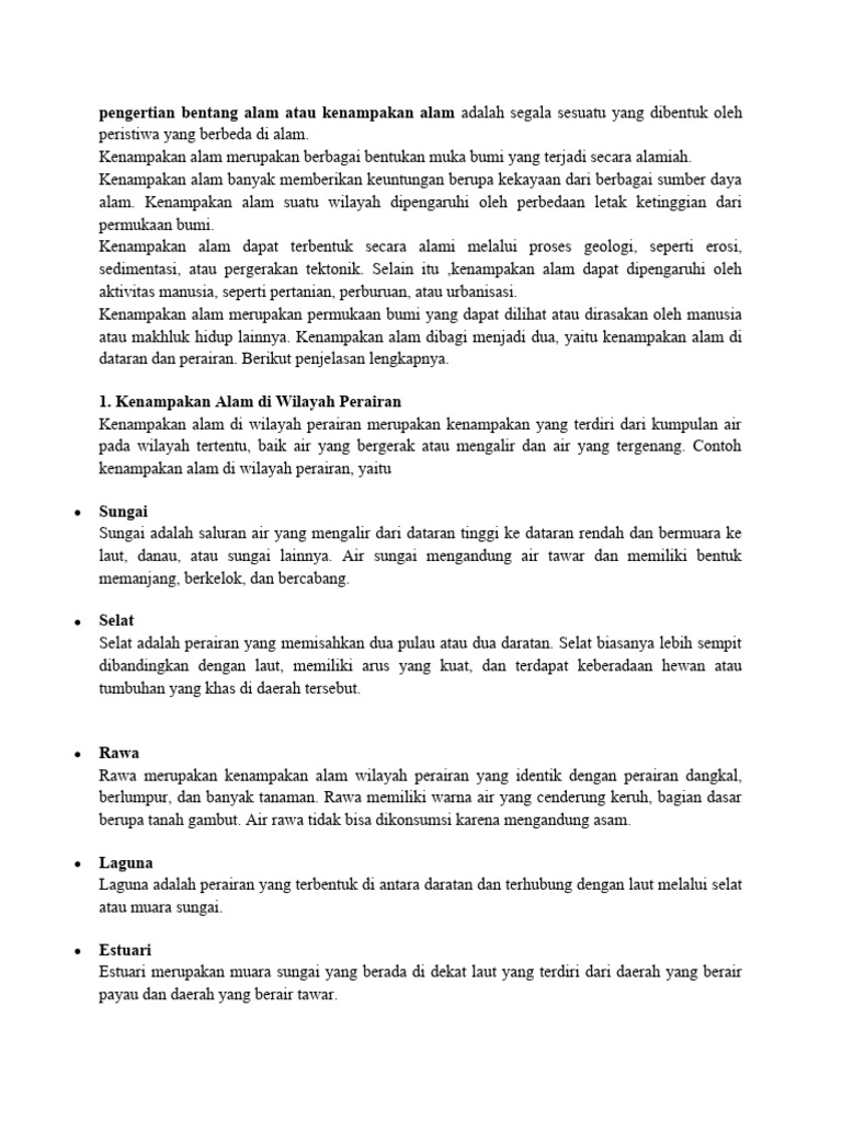 Pengertian Bentang Alam Atau Kenampakan Alam Adalah Segala Sesuatu Yang ...