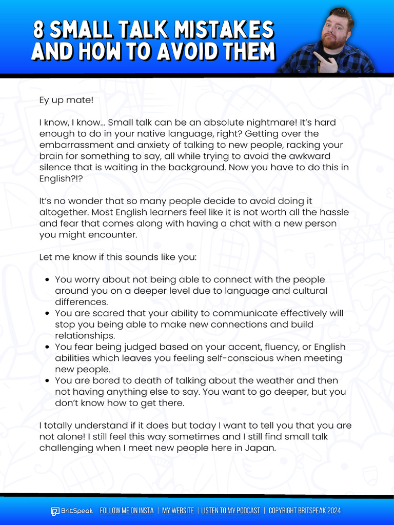 8 Small Talk Mistakes and How To Avoid Them | PDF | Conversation ...