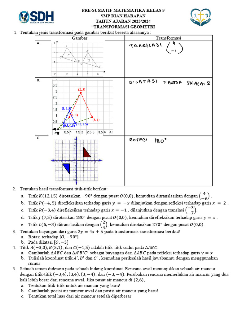 Transformasi Geometri Kelas 9 | PDF