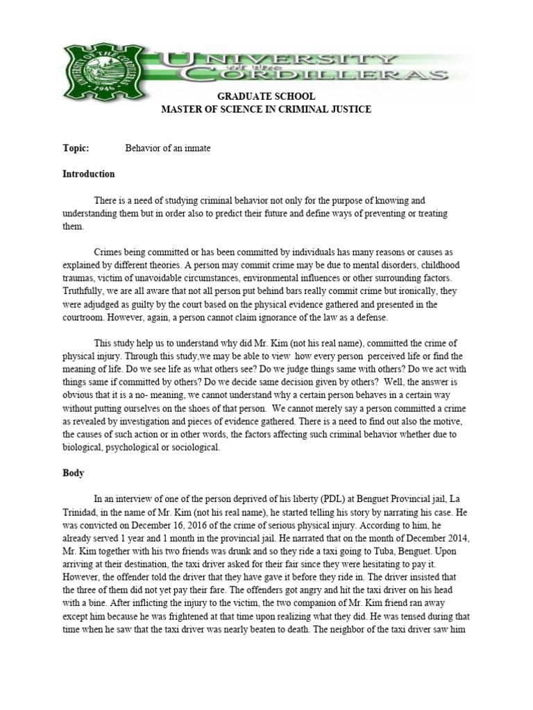 Interview of An Inmate | PDF | Crime & Violence | Crimes