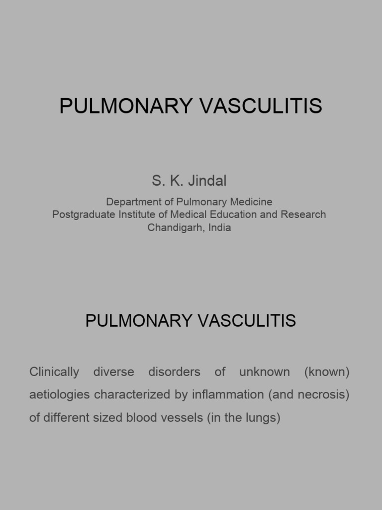 Pulmonary Vasculitis | PDF | Blood Vessel | Diseases And Disorders