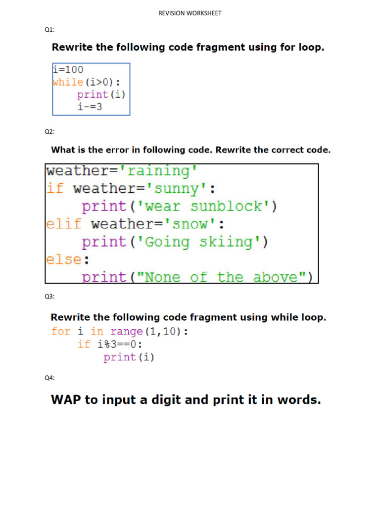 REVISION WORKSHEET Term1 | PDF | Computer Engineering | Software Engineering