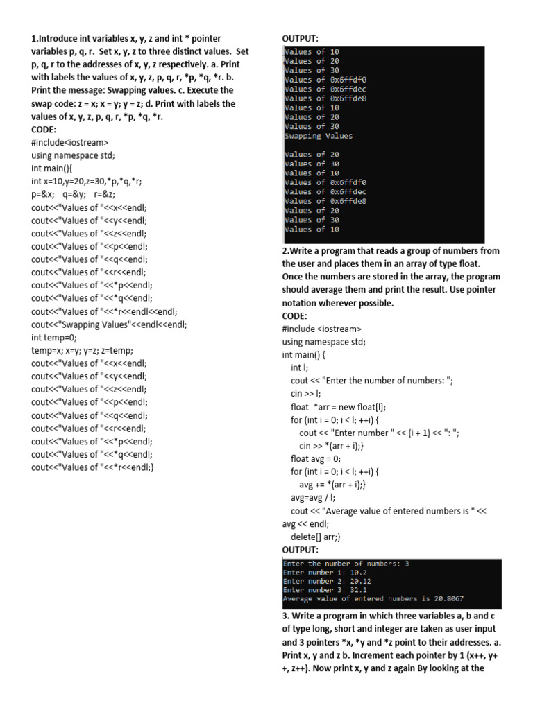 Lab 11 | PDF | Pointer (Computer Programming) | Computer Data
