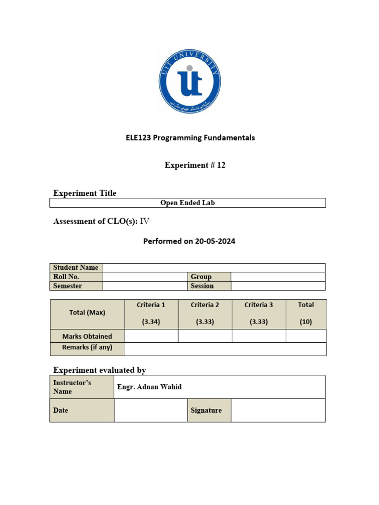 Lab 12 | PDF | Computer Programming | Computing