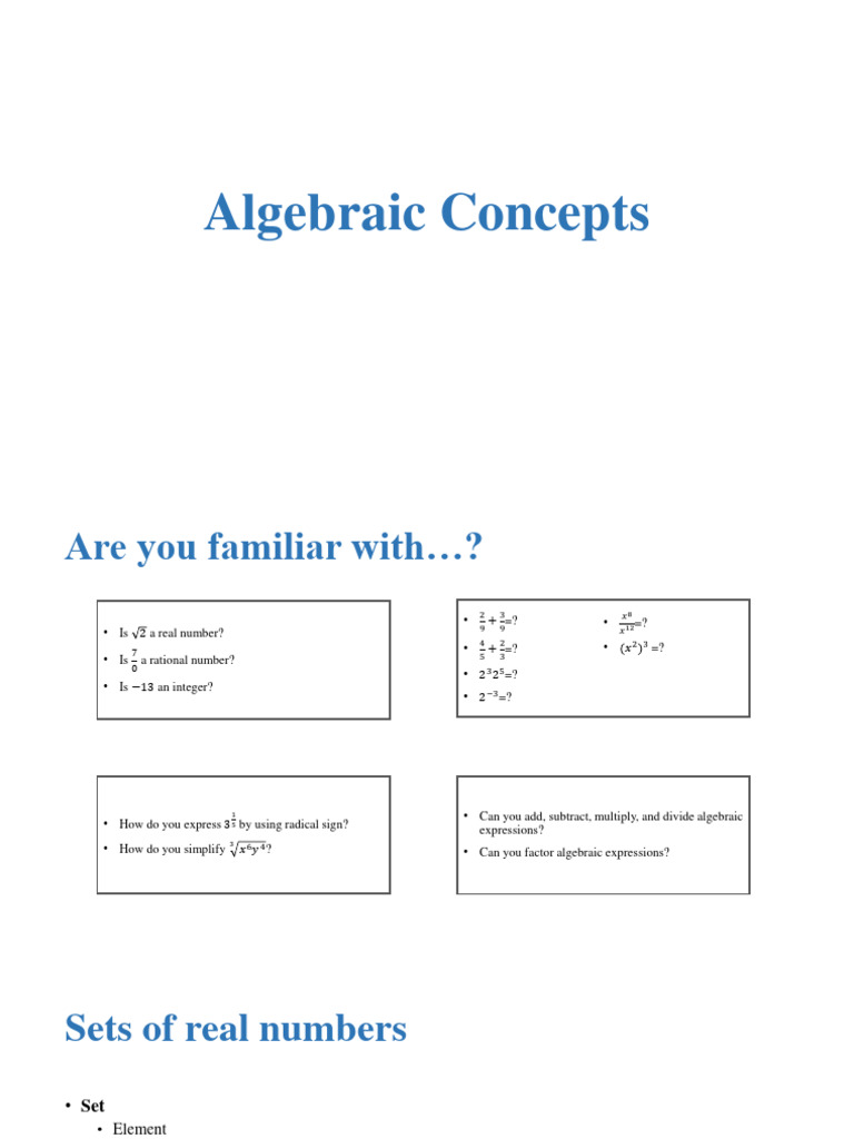 Algebraic Concepts | Download Free PDF | Numbers | Multiplication