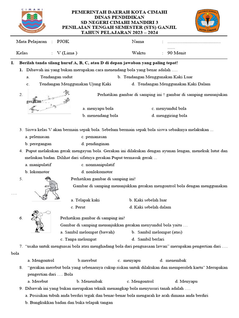 Soal Pts Kelas 5 Semester 1 | PDF | Olahraga & Rekreasi