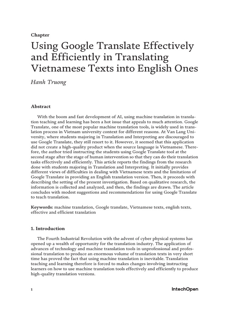 Using Google Translate Effectively and Efficiently in Translating ...
