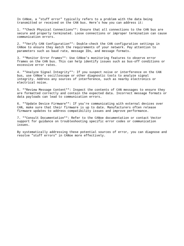 Troubleshoot CANoe Stuff Errors | PDF