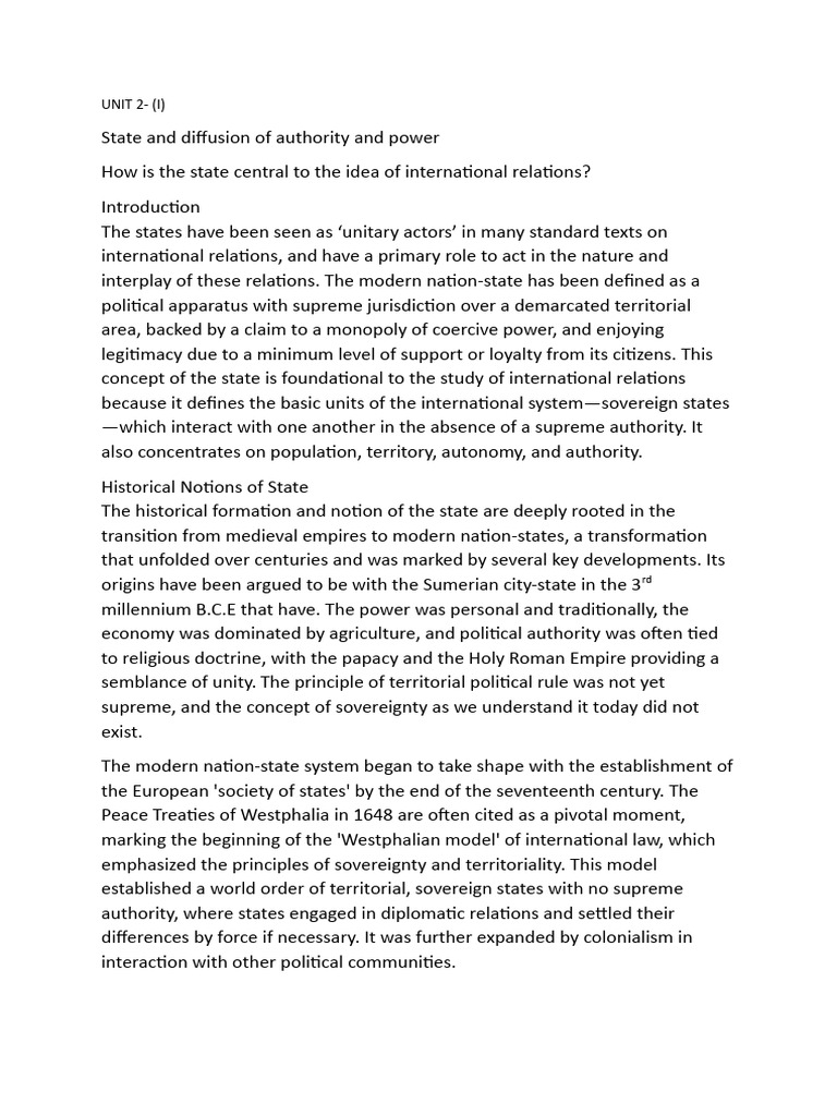 Unit 3 | PDF | State (Polity) | Sovereign State