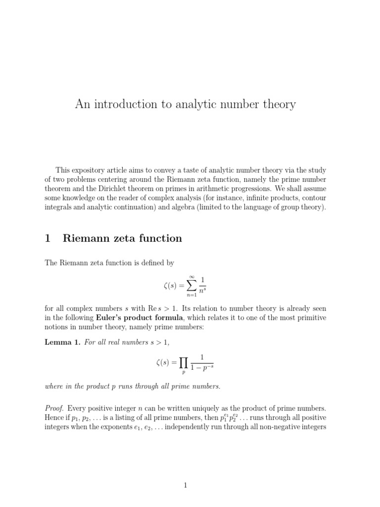 Introduction To Analytic Number Theory | PDF | Prime Number | Group (Mathematics)
