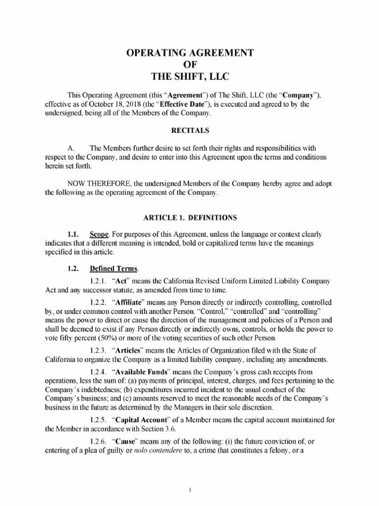 Operating Agreement | PDF | Limited Liability Company | Tax Deduction
