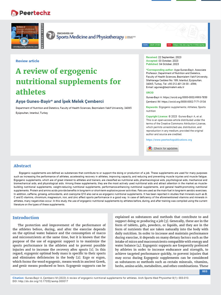 Ergogenic Supplement | Download Free PDF | Dietary Supplements | Nutrients