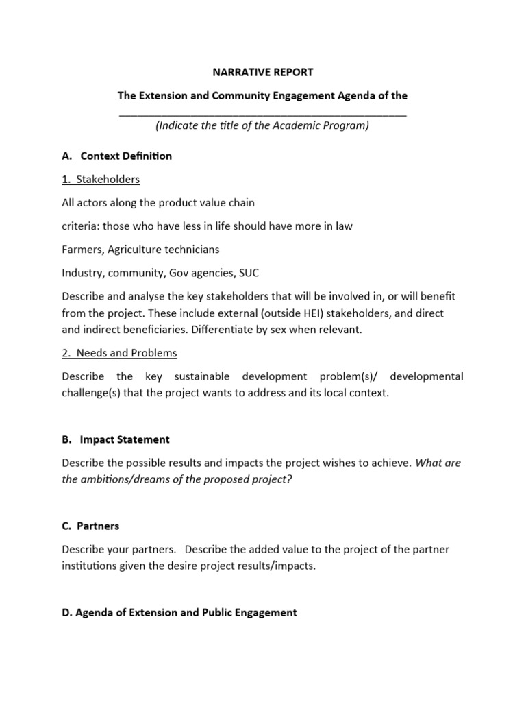 TEMPLATE Narrative Output CBSUA Extension Agenda Report 1 | PDF