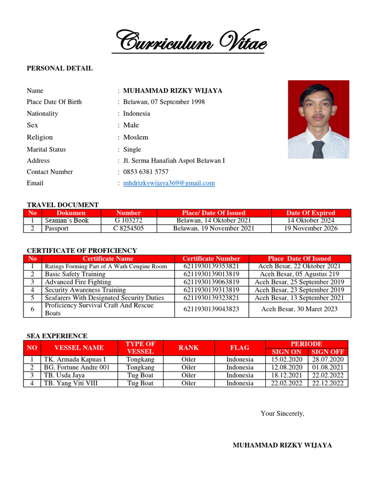 Curriculum Vitae Muhammad Rizky Wijaya | Download Free PDF | Shipping ...