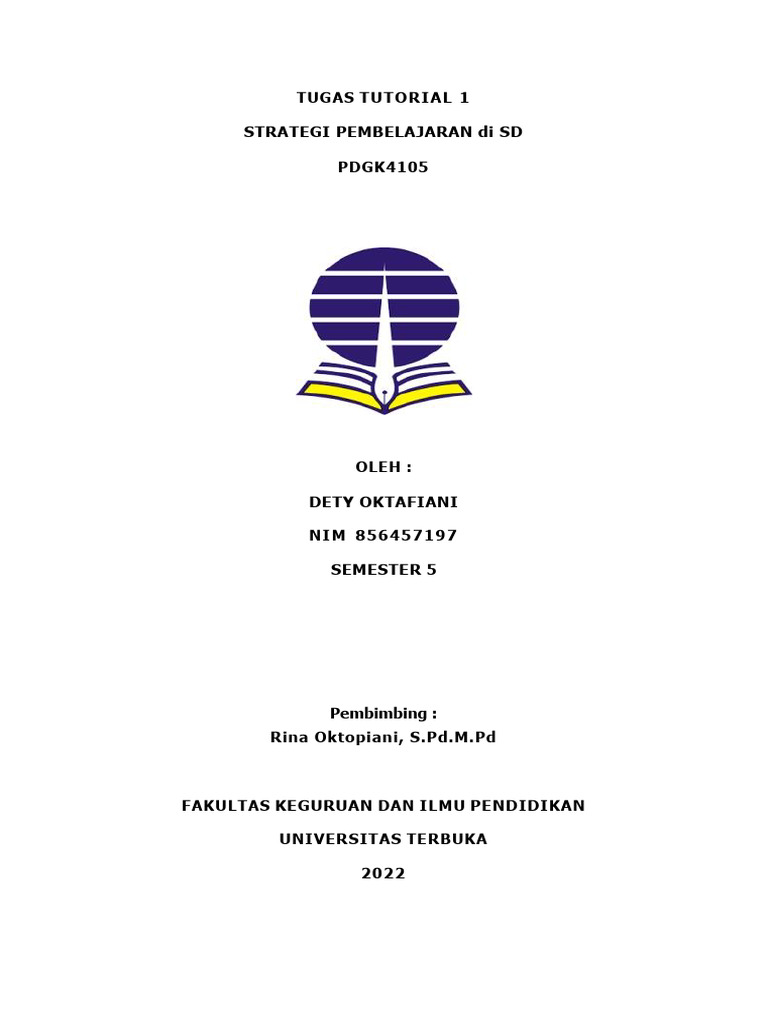 Tugas Tutorial 1 Dety Oktafiani PDGK4105 | PDF