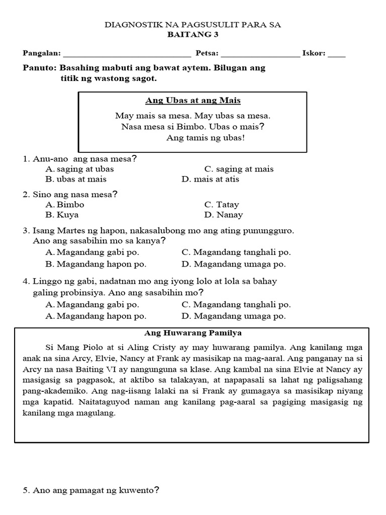 Fil 3 DIAGNOSTIC-TEST | PDF