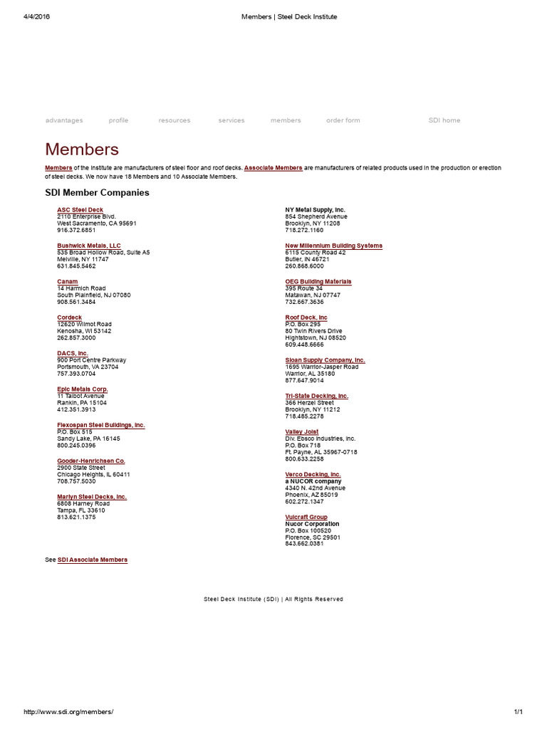 Steel Deck Institute Members List | PDF | Structural Engineering ...