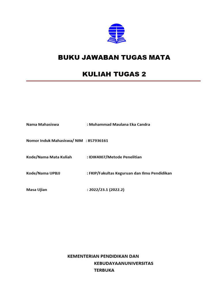 Tugas 2 Metode Penelitian Muhammad Maulana Eka Candra 857936161 | PDF