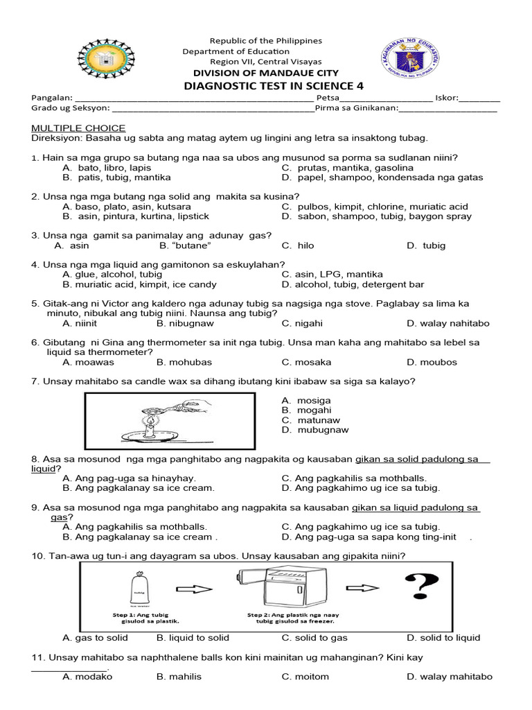 Grade4 Science DiagnosticTest | PDF