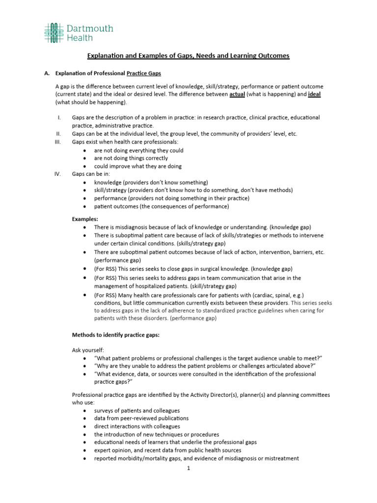 Explanation and Examples of Gaps | PDF | Learning | Knowledge